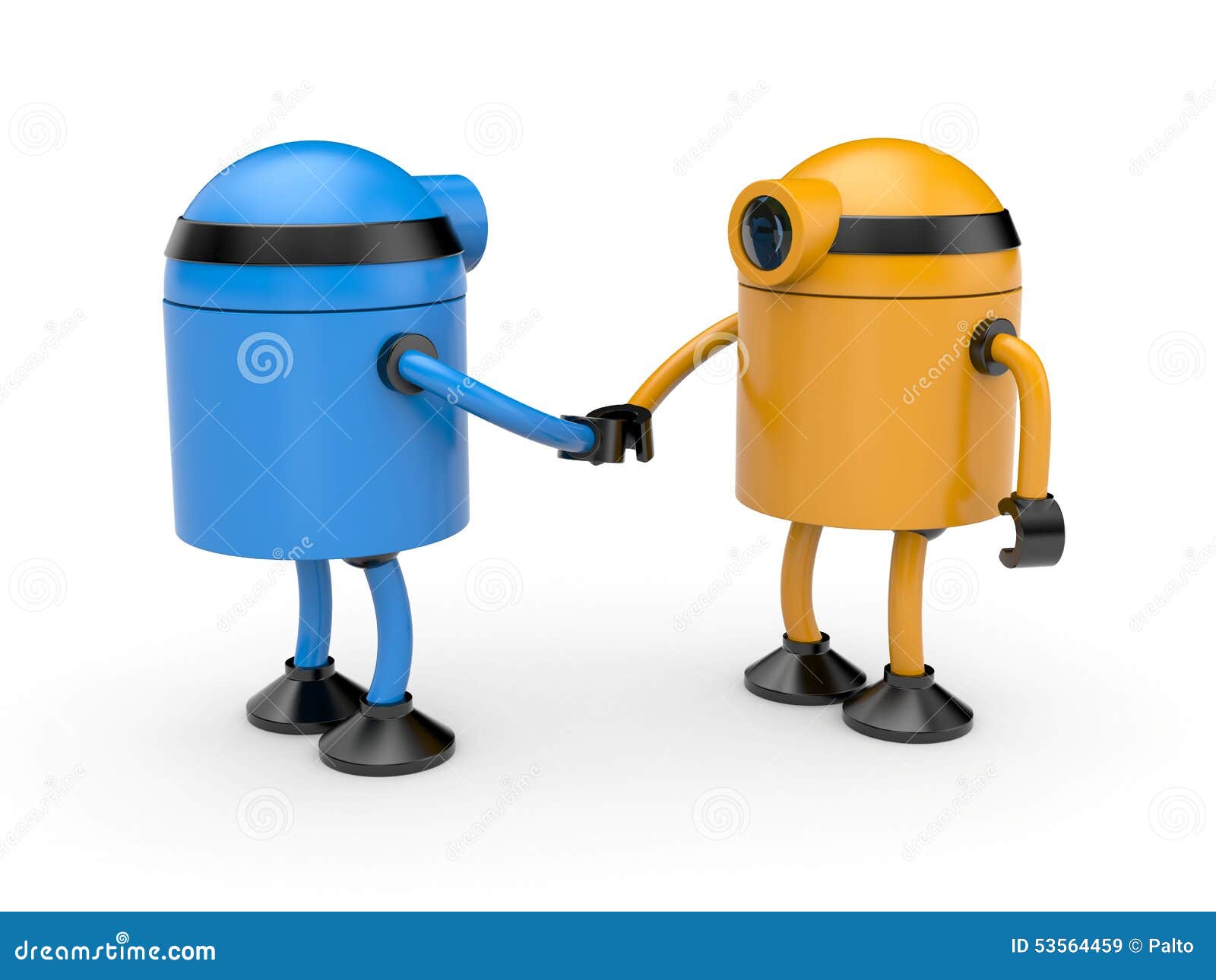 Stretta Di Mano Un'unione Di Due Robot Illustrazione di Stock ...