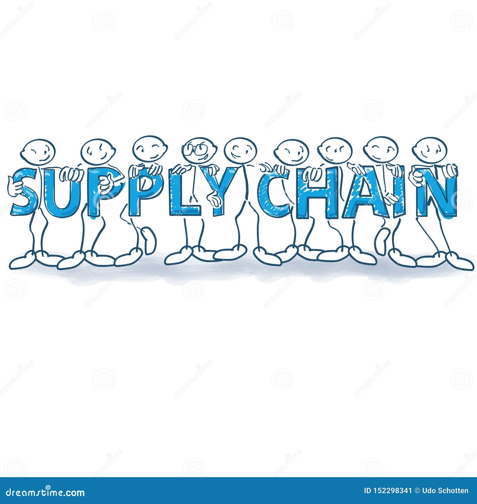 Stick Figures Standing Together in a Supply Chain Stock Vector ...