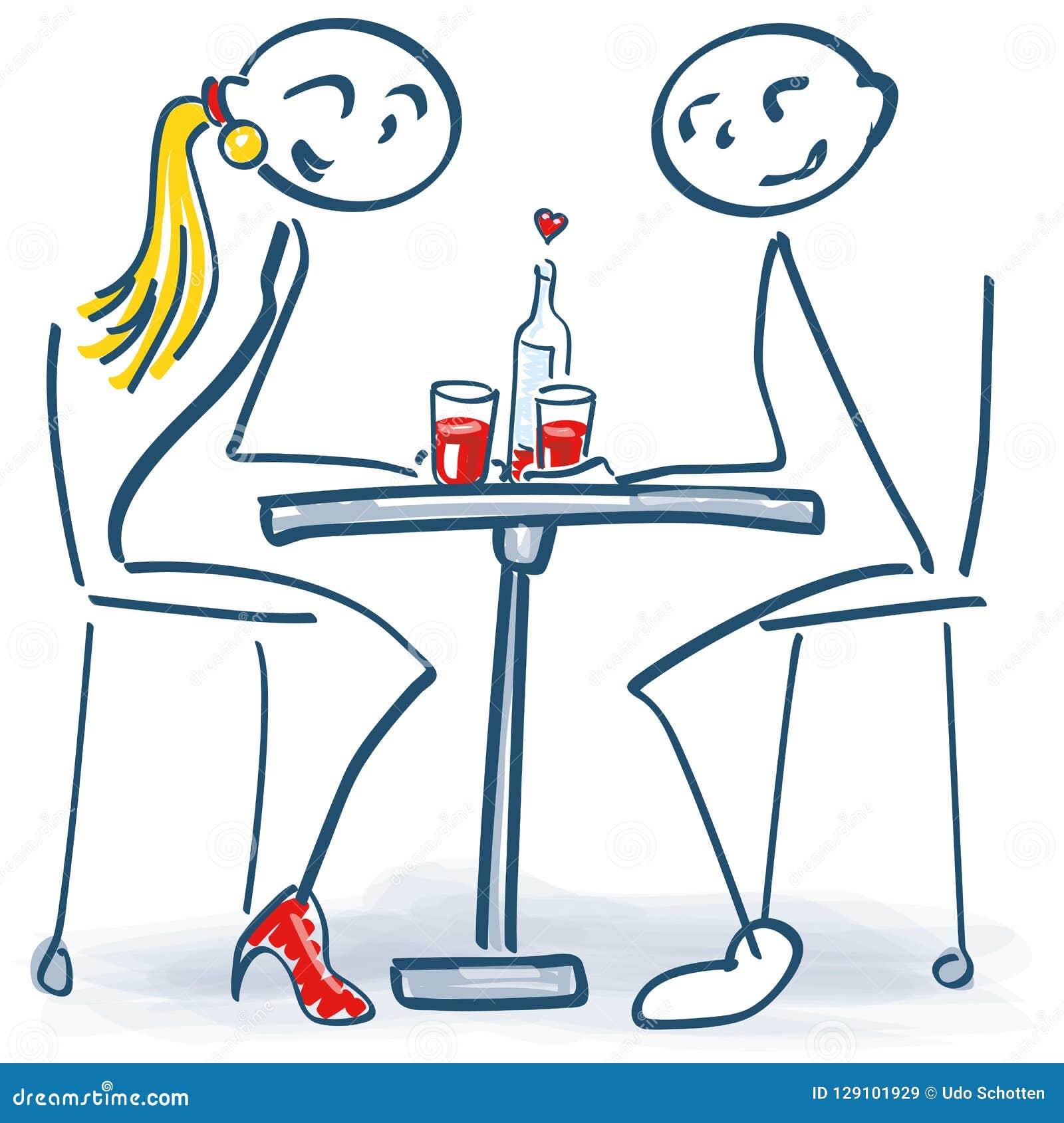 Stick Figure at the First Date at the Romantic Table Stock Vector ...