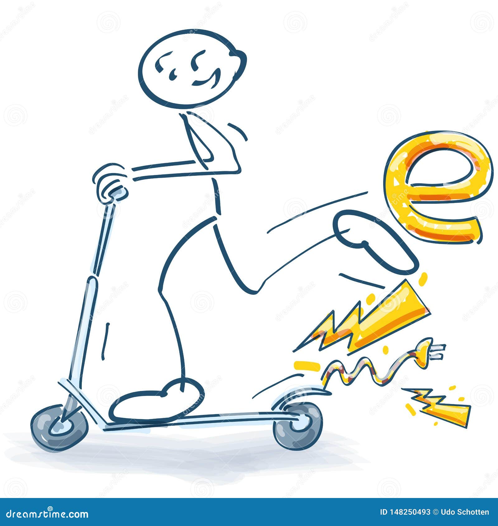 Stick Figure With An Electric Scooter Cartoon Vector | CartoonDealer ...