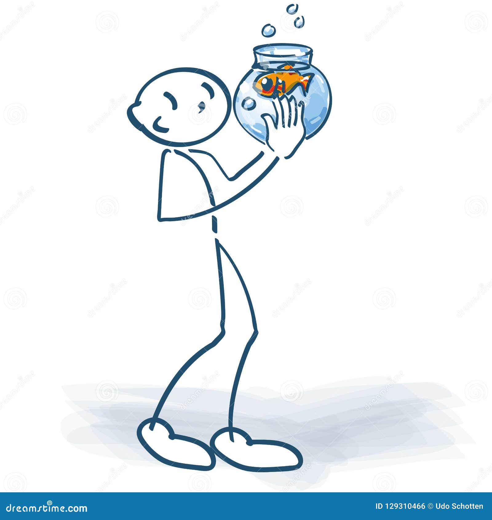 Stick Figure with Fish in a Glass of Water Stock Vector - Illustration ...