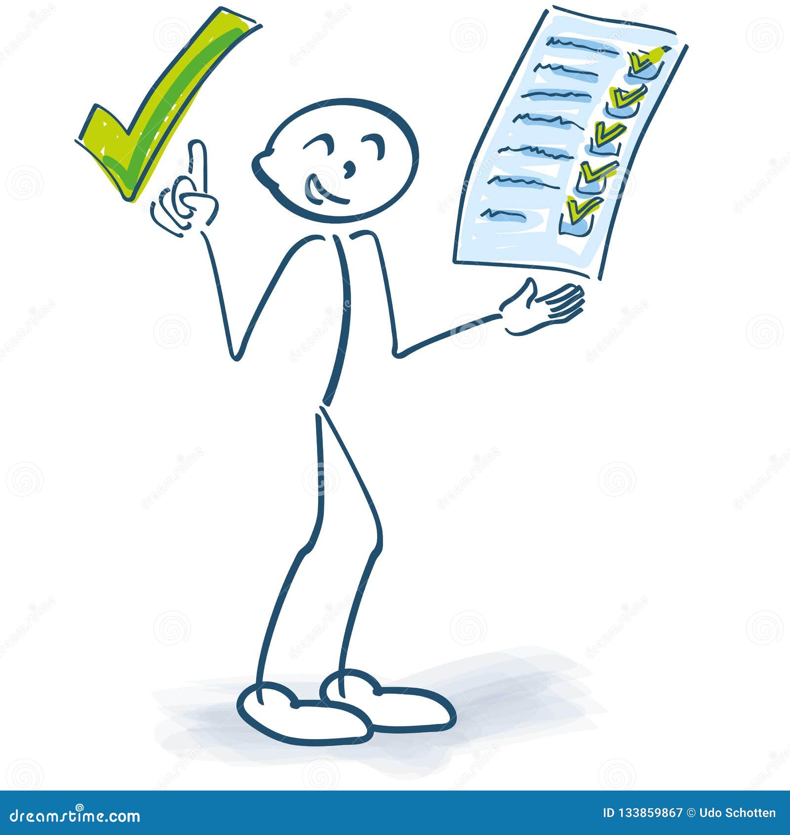 Stick Figure with Clipboard Checks a Checklist Stock Vector ...