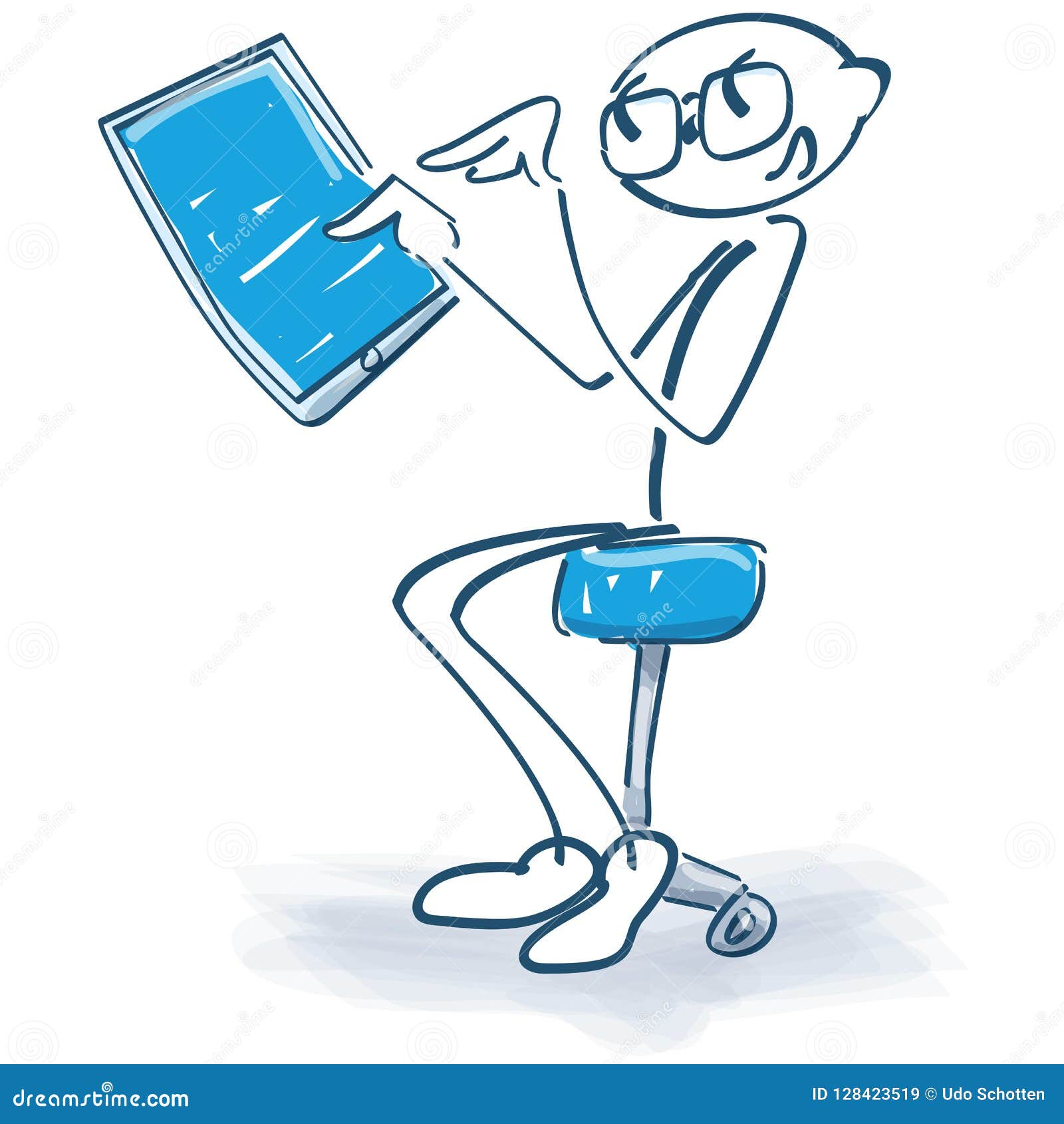 Stick Figure Orders New Goods with a Tablet Computer Stock Vector ...