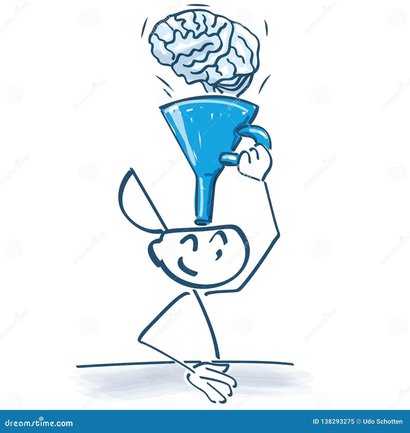 Stick Figure Funnels with a Funnel Knowledge into a Brain Stock Vector ...
