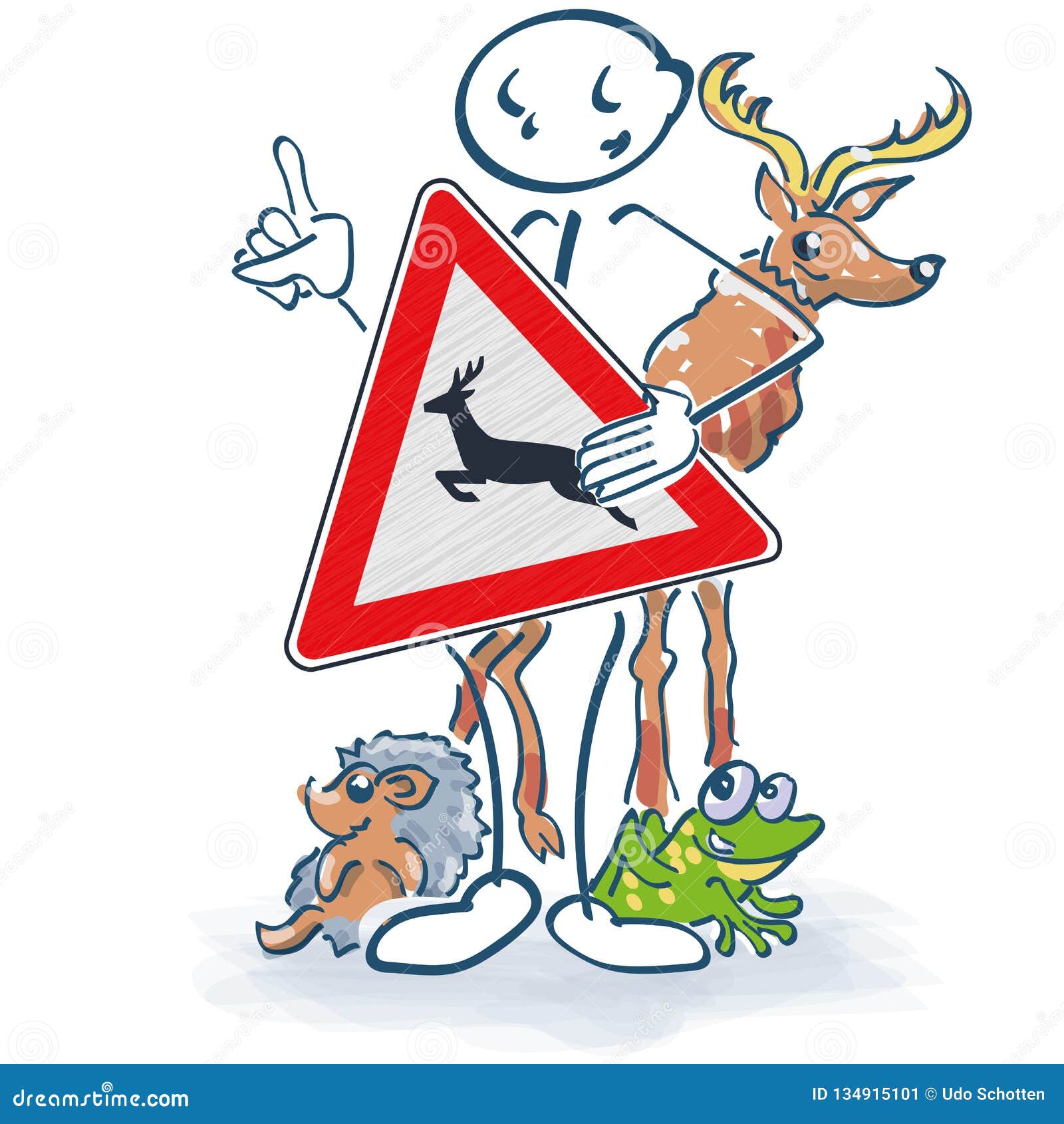 Stick Figure With A Animal Crossing Sign In Front Cartoon Vector ...