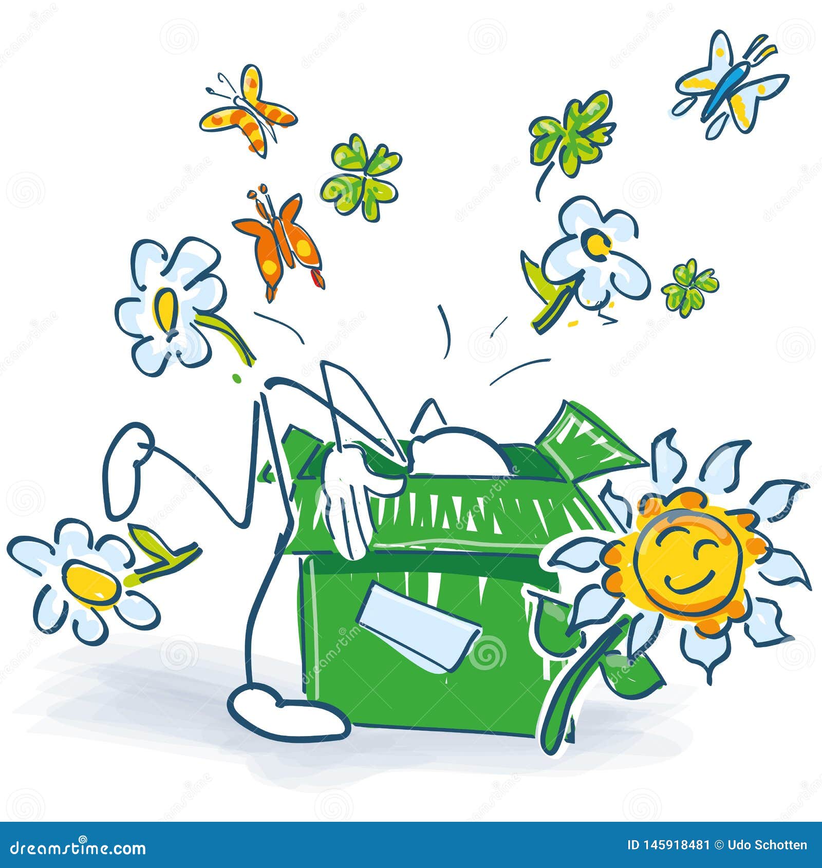 Stick Figure Looking into the Spring Box Stock Vector - Illustration of ...