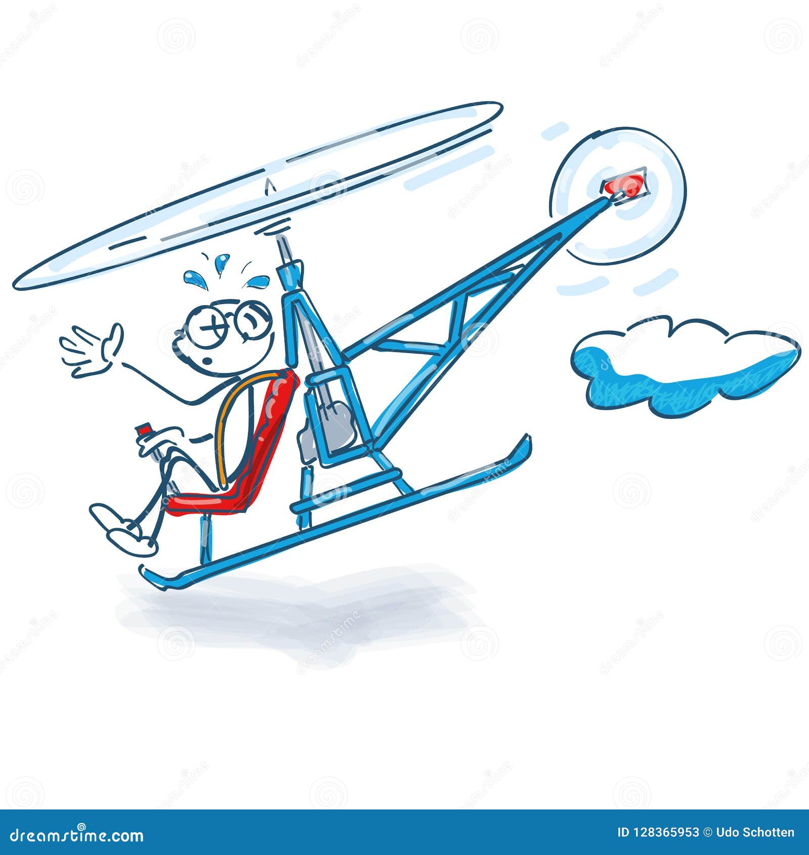 Stick Figure Crashes With A Helicopter Cartoon Vector | CartoonDealer ...