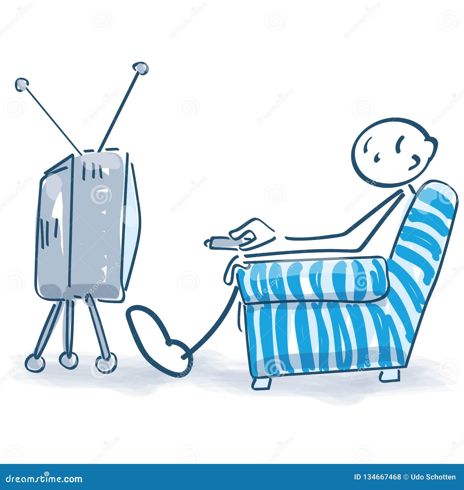 Stick Figure is Watching TV Stock Vector - Illustration of analogue ...