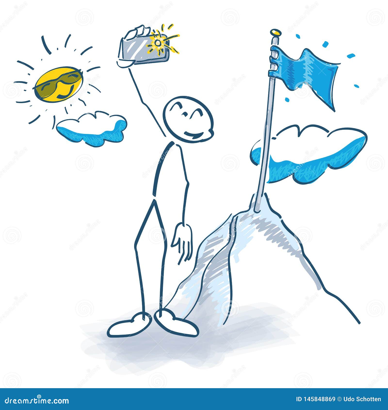 Stick Figures Take a Selfie on the Summit Stock Vector - Illustration ...