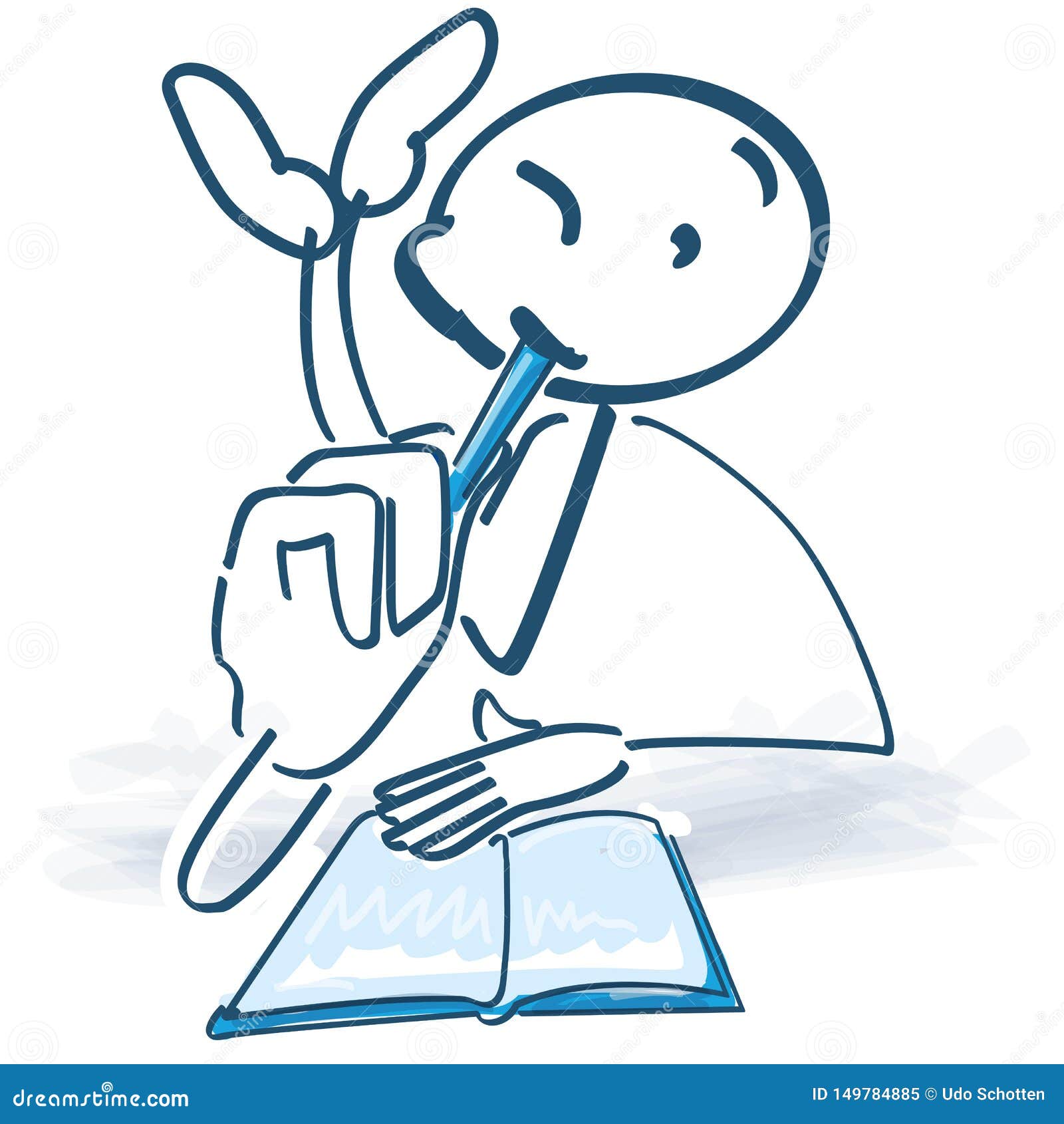 Stick Figure Writes in a Book Stock Vector - Illustration of completion ...