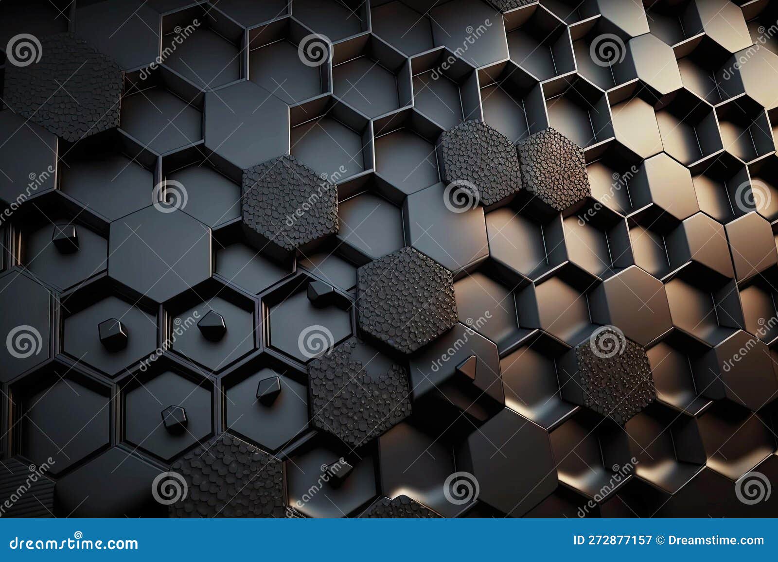 Strict Black Hexagon Shapes on 3D Render Abstract Geometric Background ...