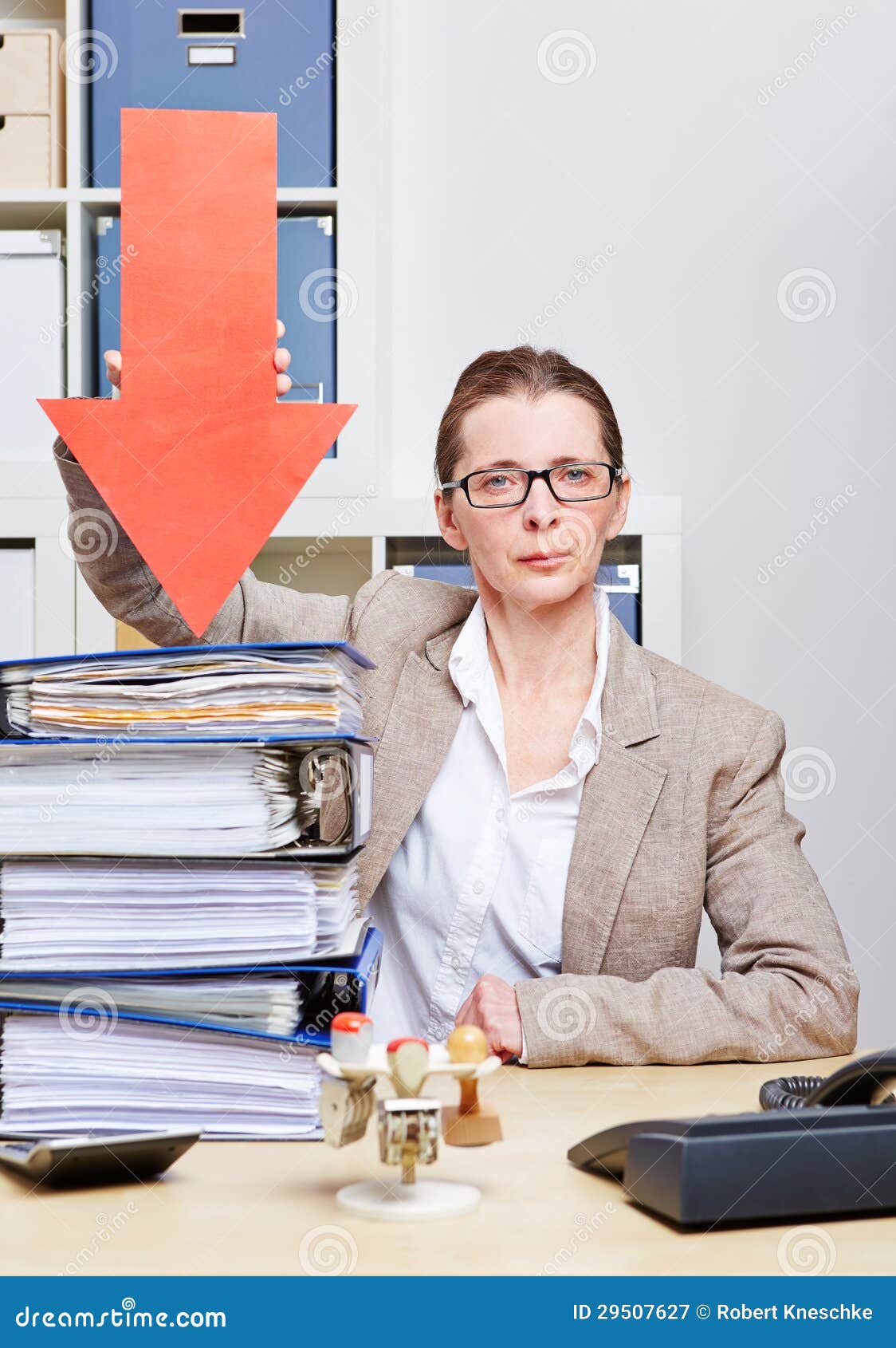 Strict Business Woman Pointing Stock Image - Image of documents ...