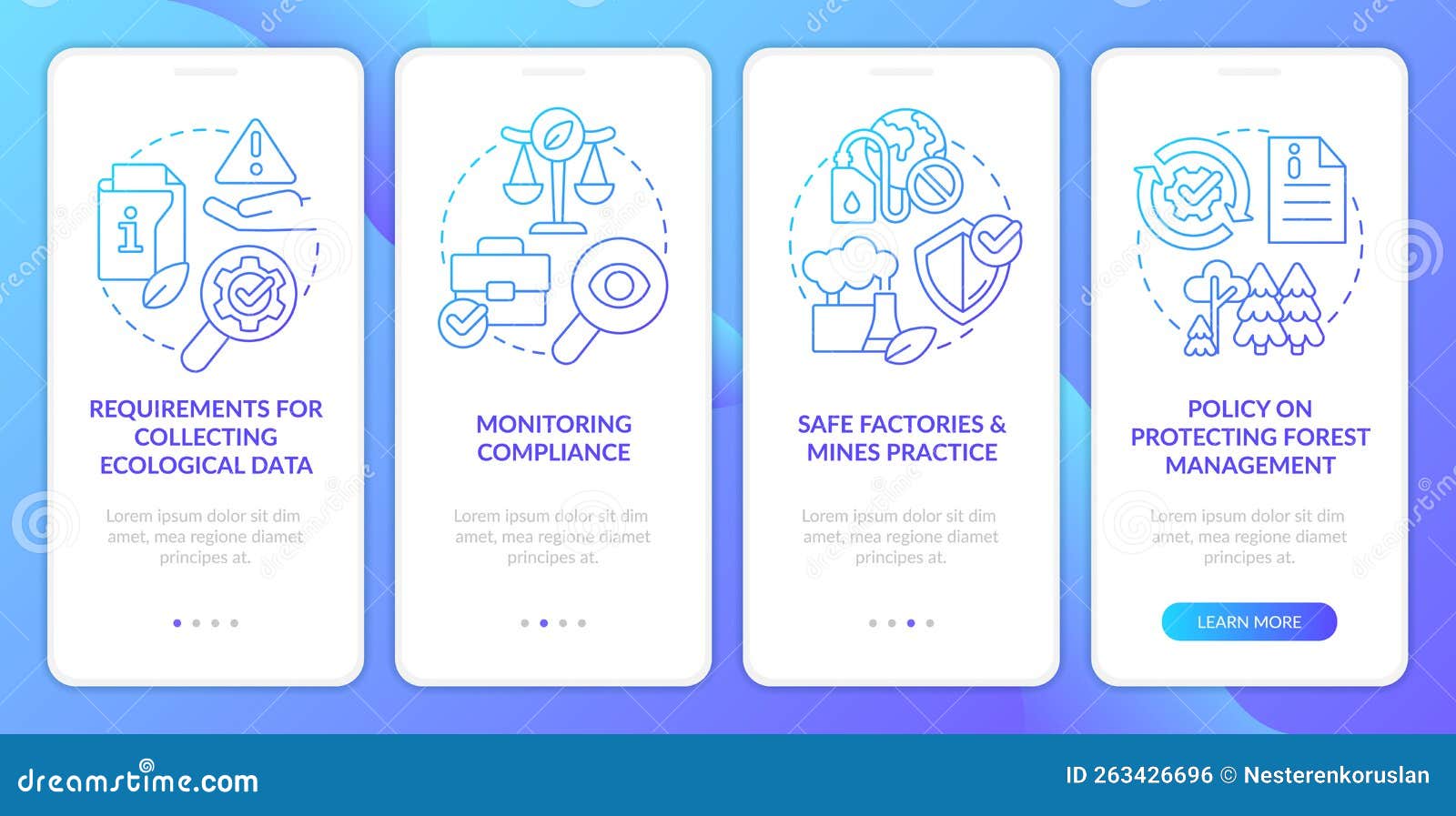 Strict Ecological Democracy Laws Blue Gradient Onboarding Mobile App ...