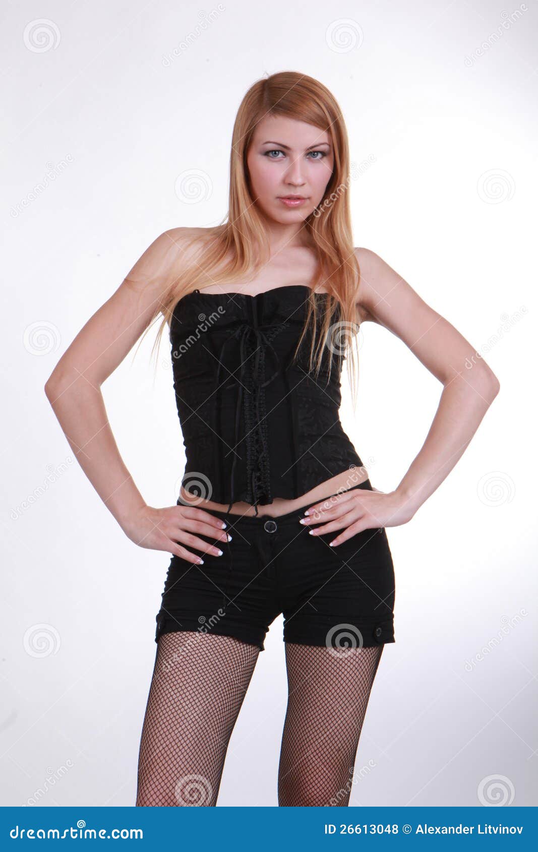 Strict girl in black stock photo. Image of waiting, portrait - 26613048