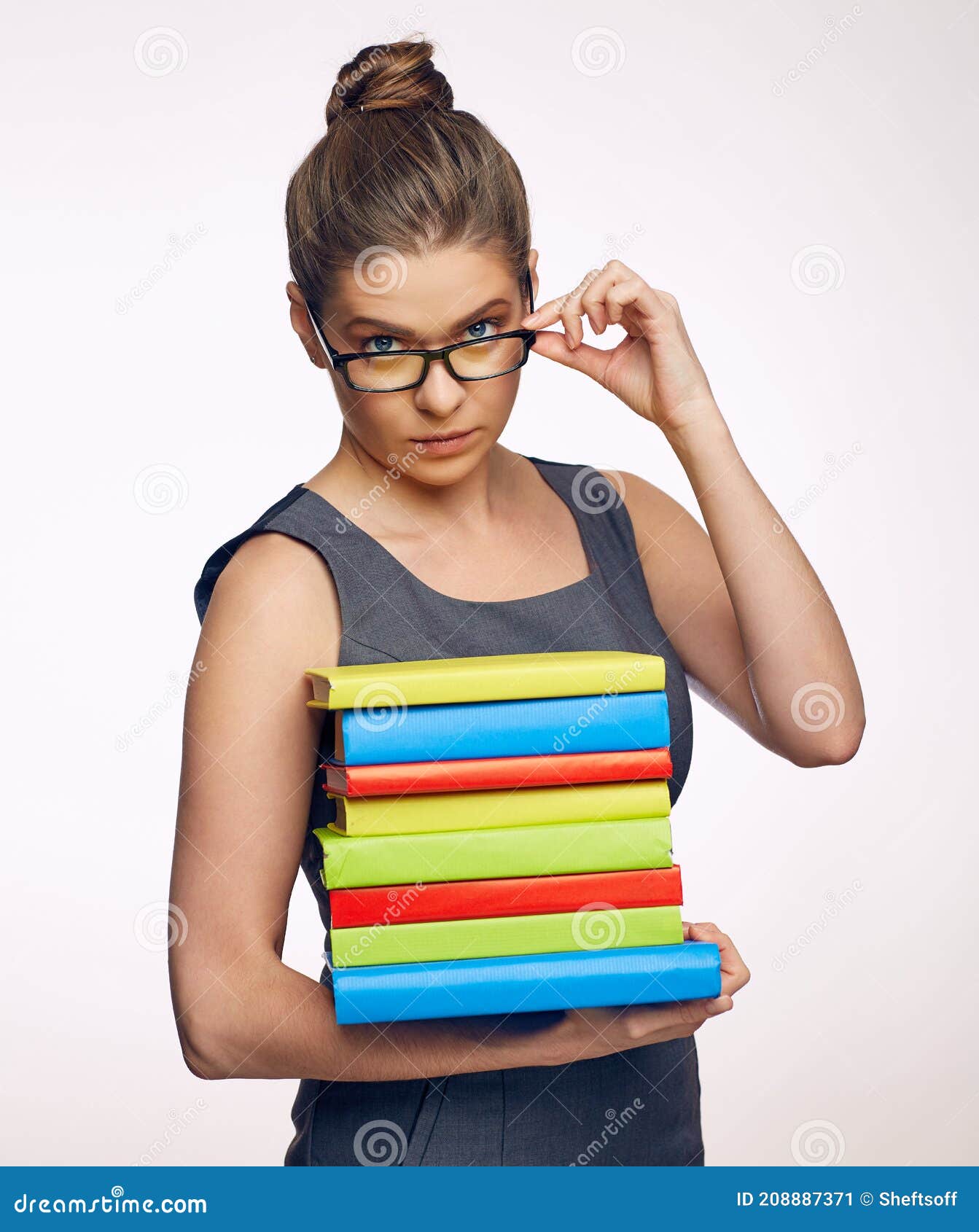 Strict Lawyer Holding Stack of Books Stock Image - Image of school ...