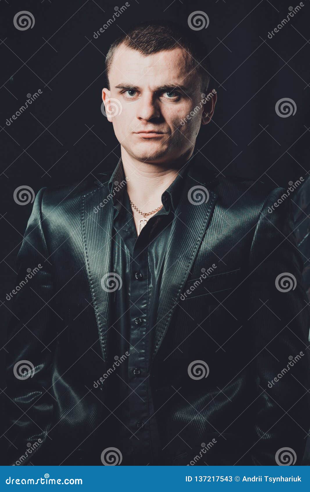 Strict Male Portrait the Guy in the Classic Black Suit Stock Image ...