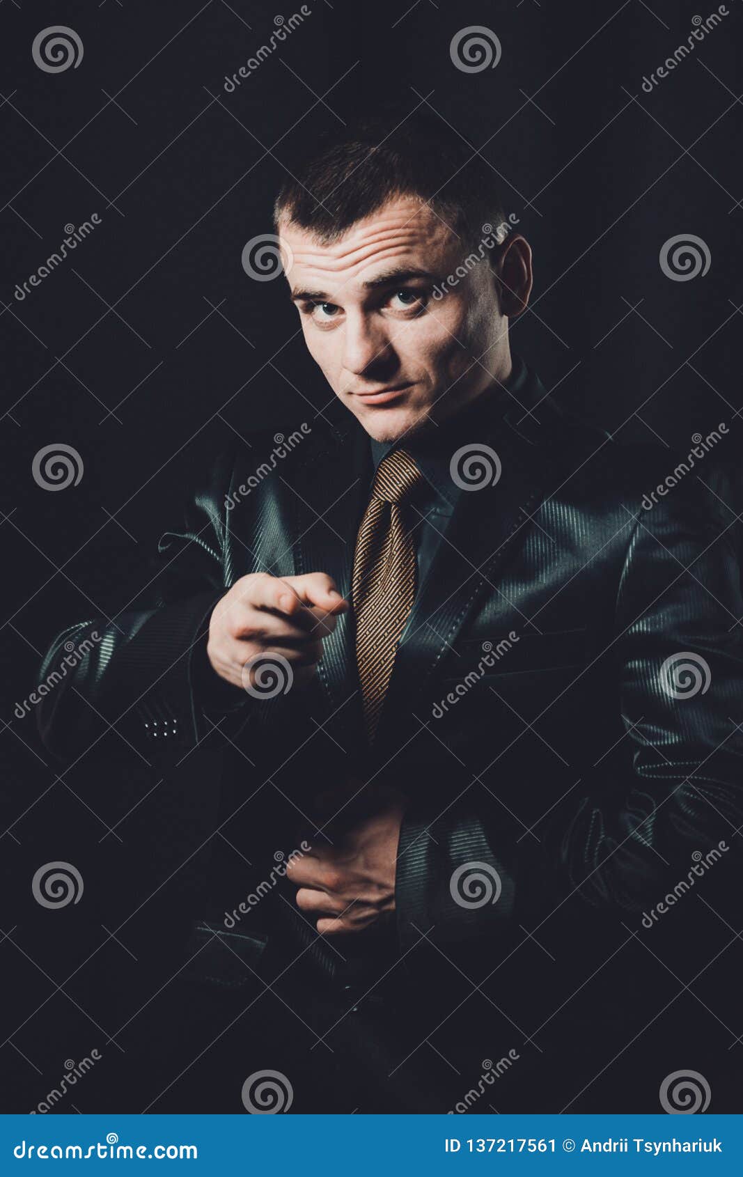 Strict Male Portrait the Guy in the Classic Black Suit Stock Image ...