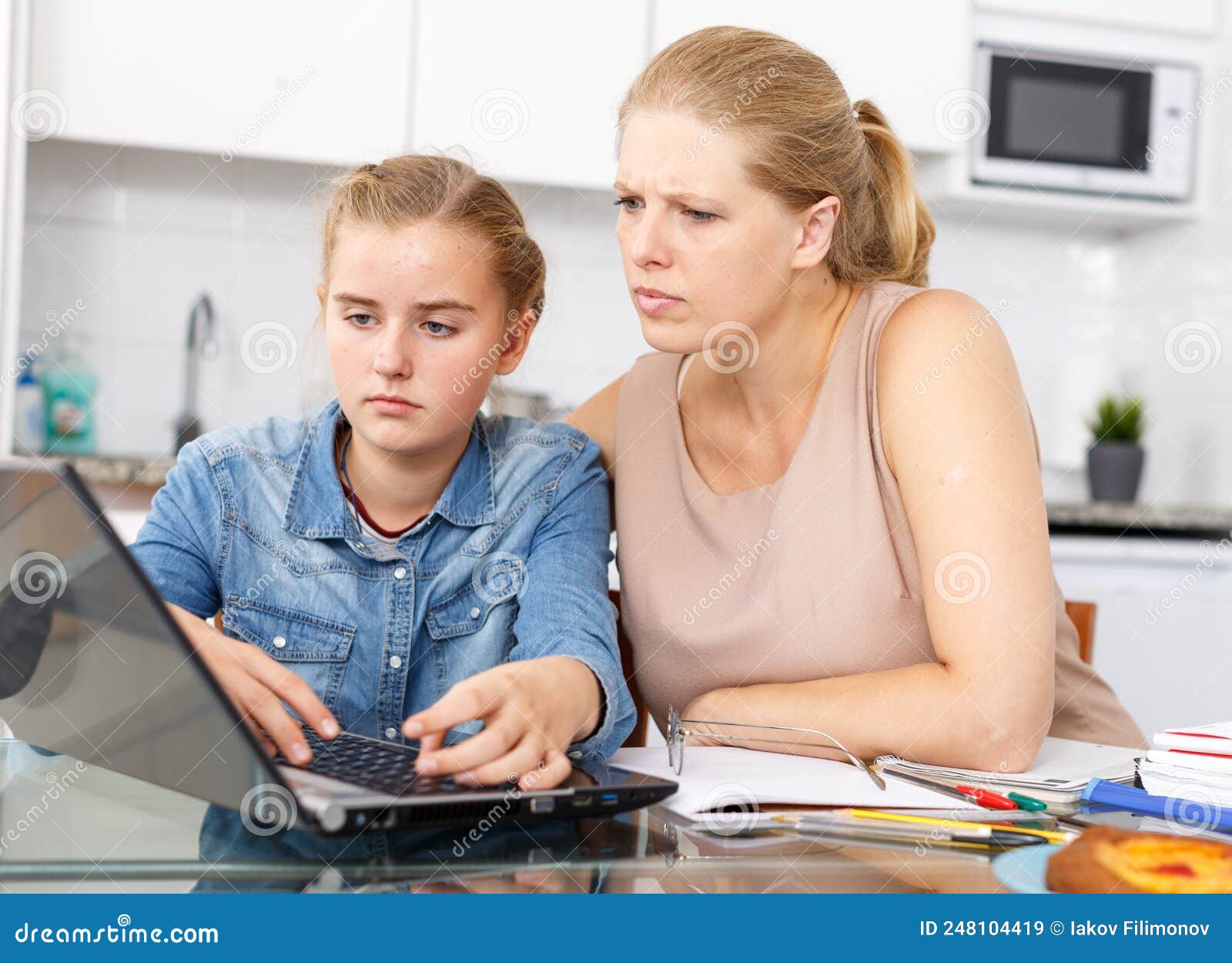 Strict Mother Checking Poorly Done Home Task Stock Image - Image of ... Strict Mother Checking Poorly Done Home Task Stock Image - Image of ...