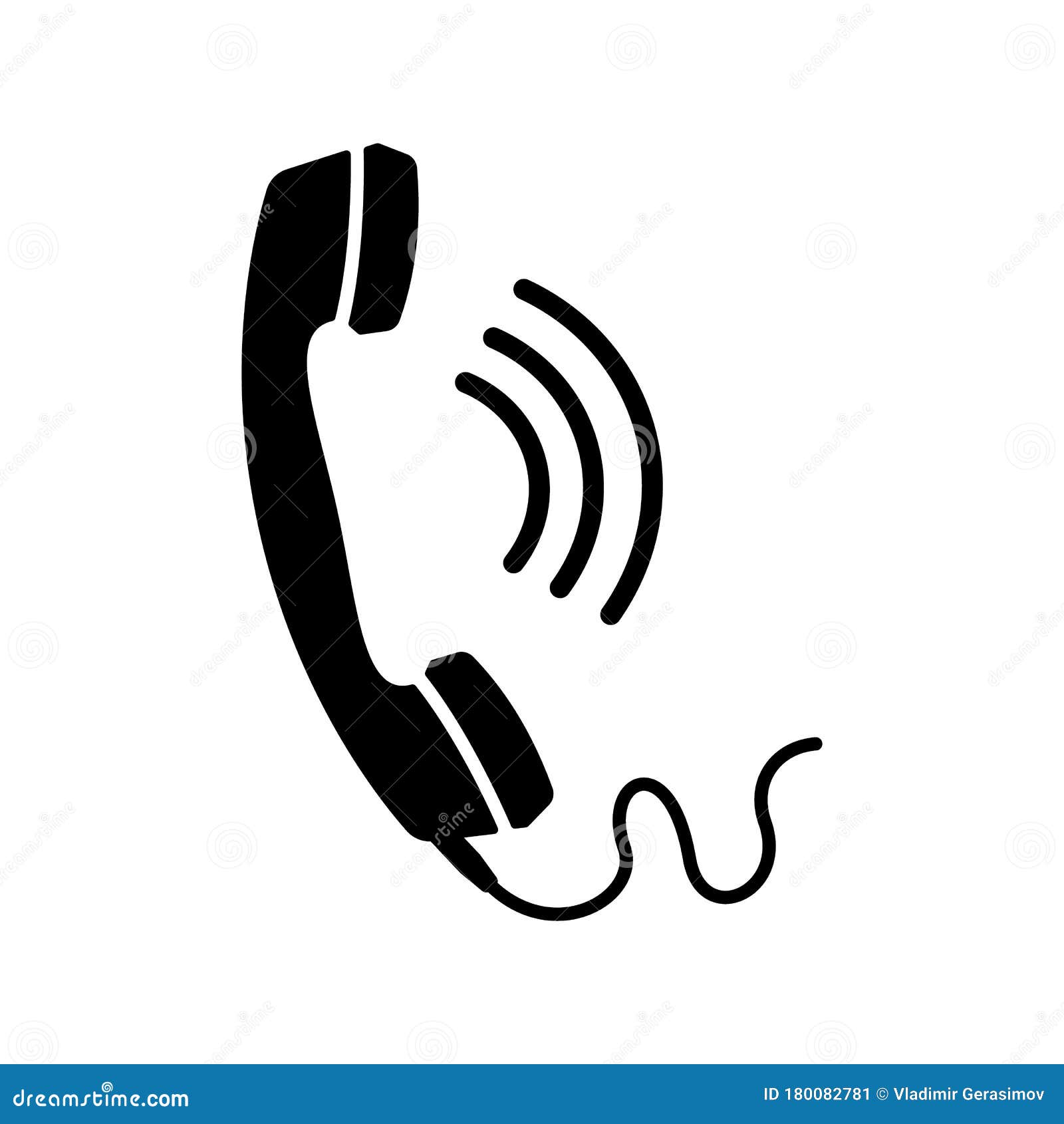 Strict Retro Phone Icon. Phone with Power Cord Stock Illustration ...