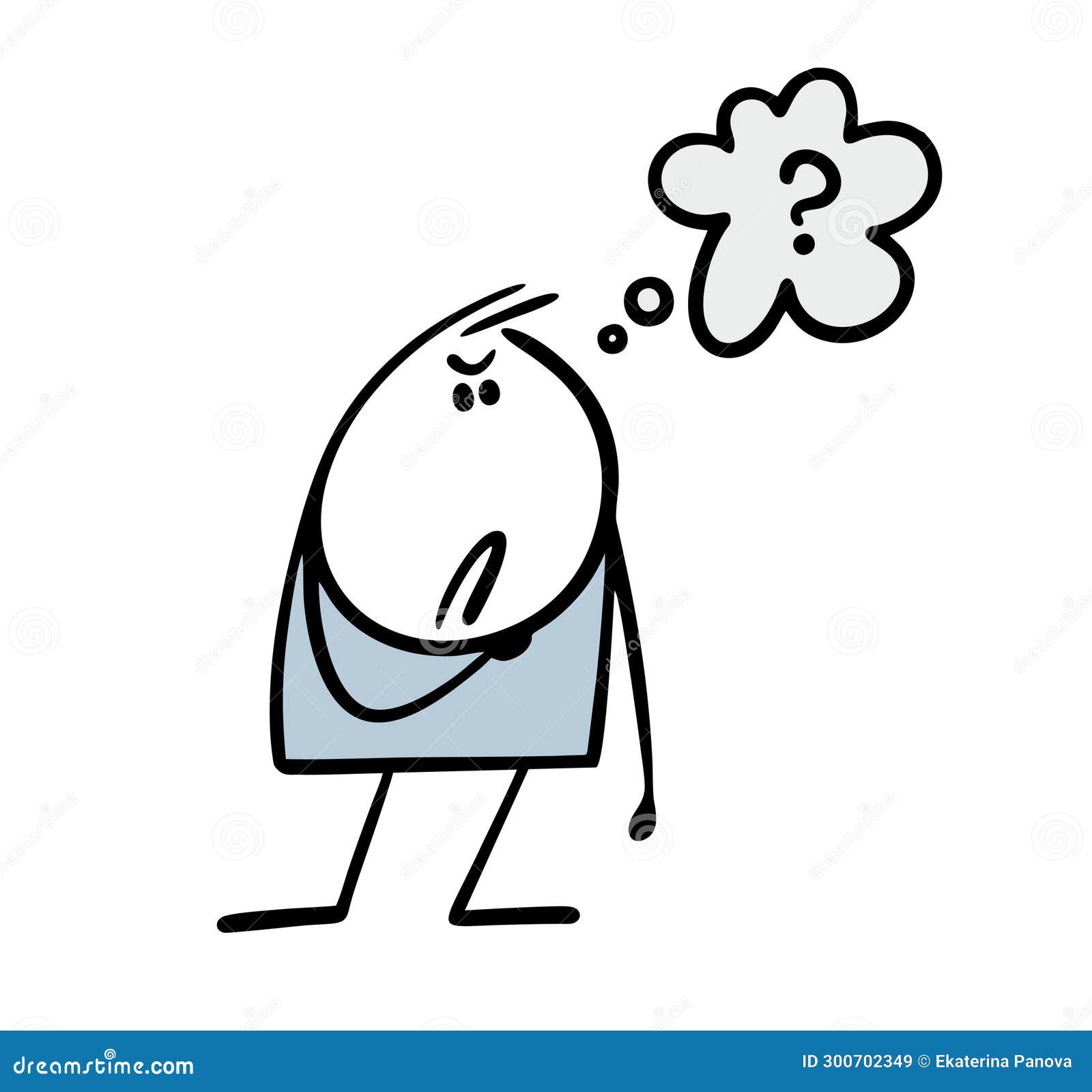 Doodle Strict Stickman Frowns And Reflects. Vector Illustration ...