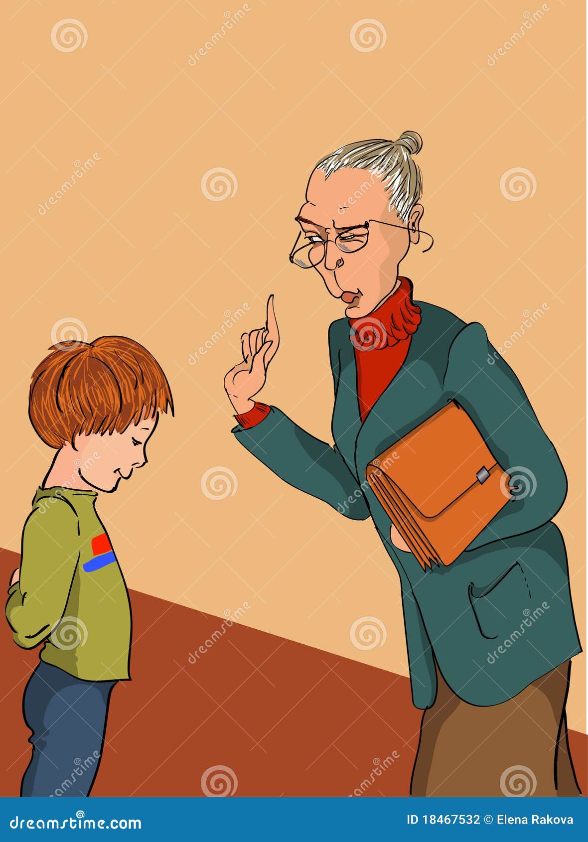 Strict Teacher In Front Of A Blackboard Vector Illustration ...