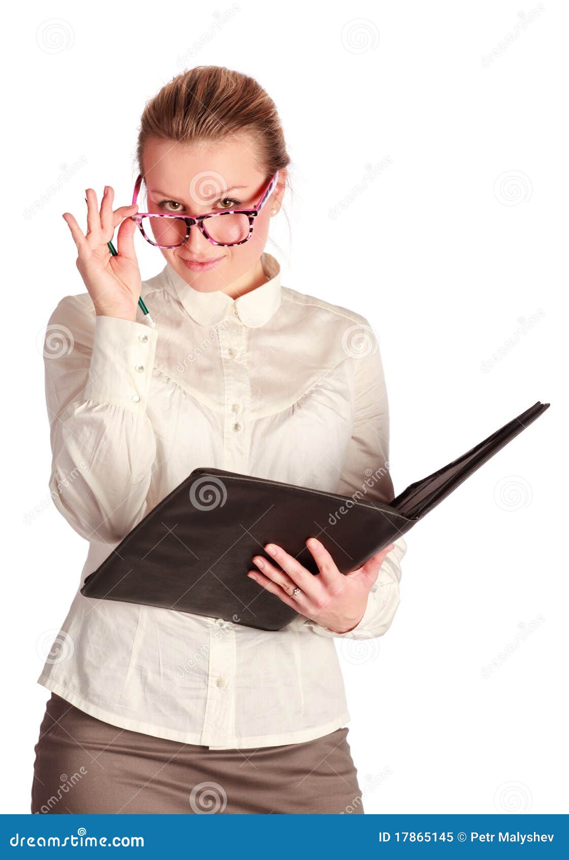 Strict Teacher In Glasses Giving Explanations While Holding Book. Tutor ...