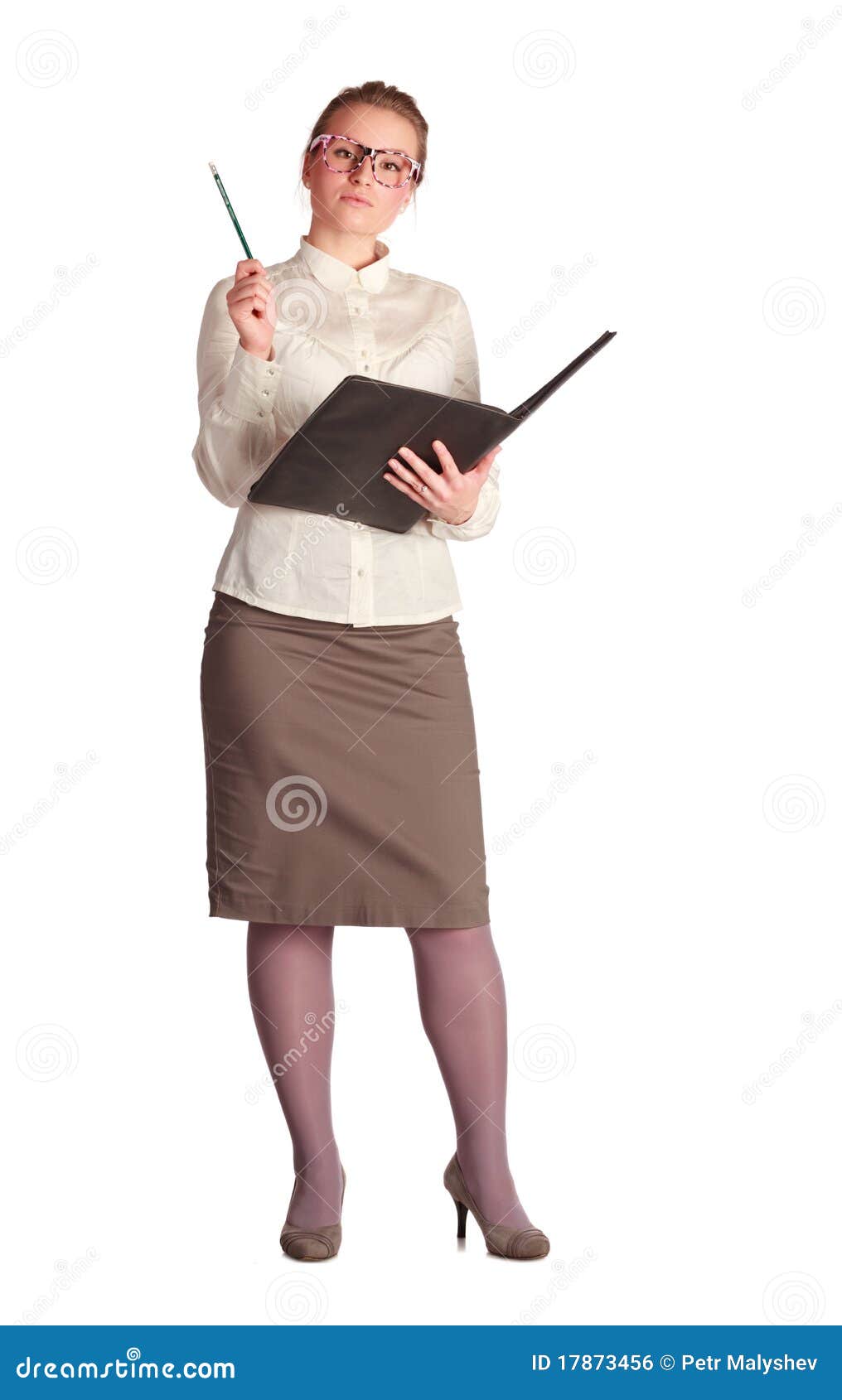 Strict Teacher Standing In Front Of Blackboard In Class Stock ...