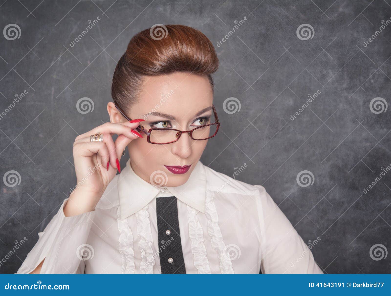 Strict Teacher in the Glasses Stock Image - Image of hairdo, business ...