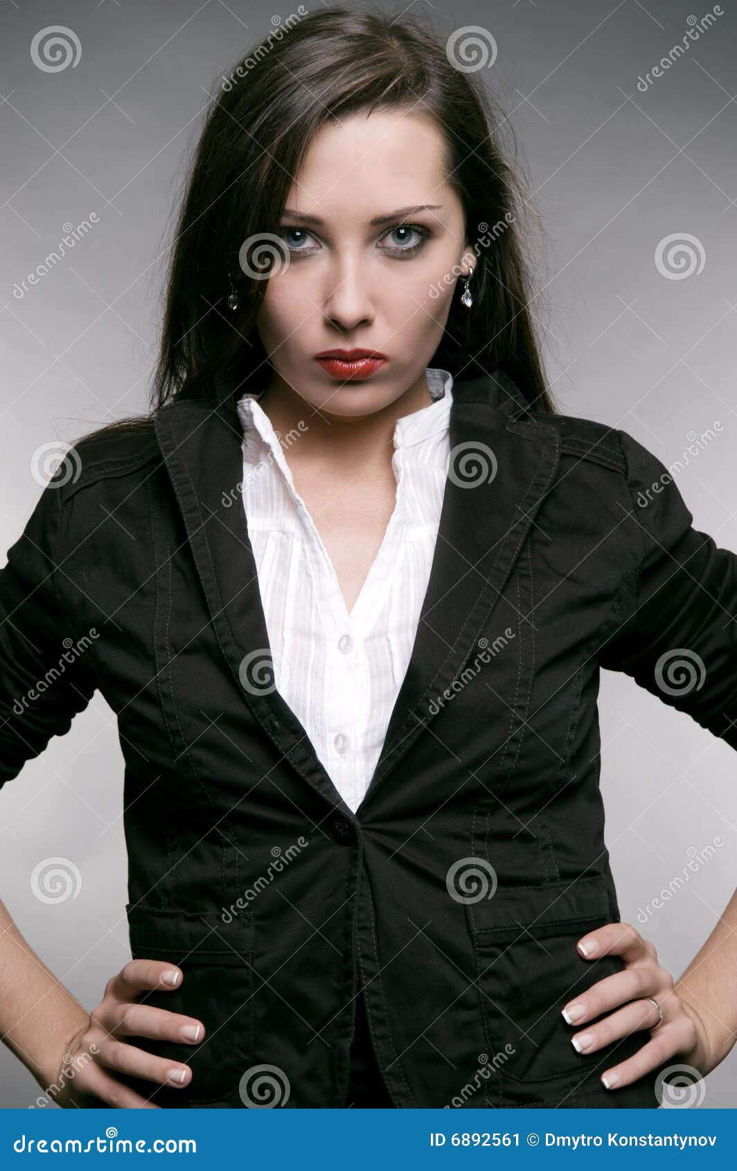 Strict Woman in Black Jacket Stock Image - Image of female, lady: 6892561