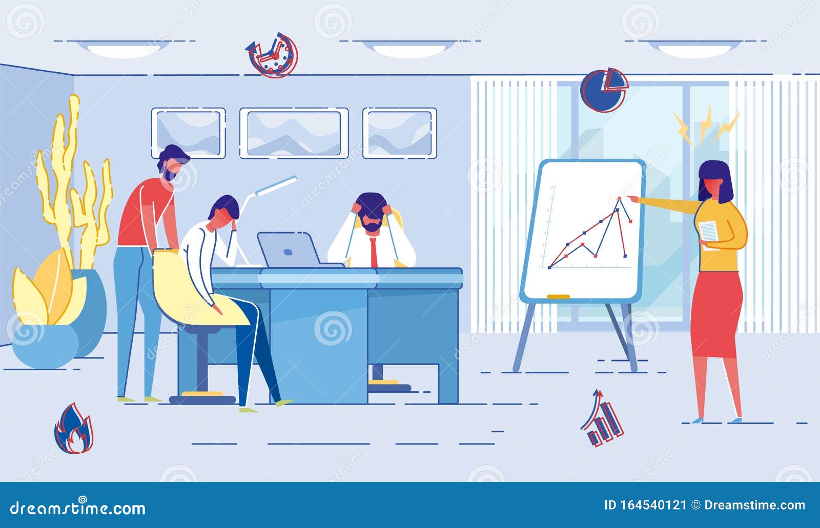 Strict Woman Boss Gives Employees Difficult Task. Stock Vector ...