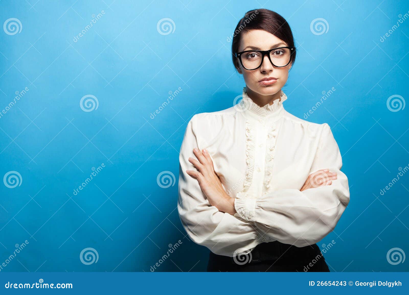 Strict Woman in Large Glasses Stock Image - Image of glasses, eyes ...