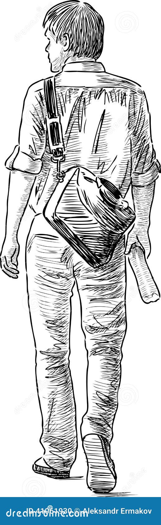 Striding man stock vector. Illustration of doodle, hand - 41061930