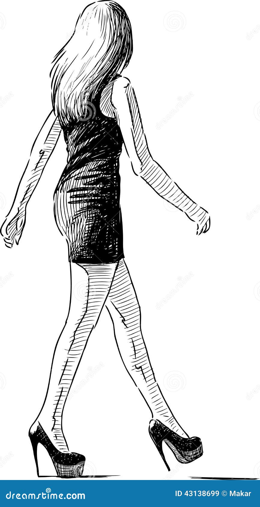 Striding slim girl stock vector. Illustration of hand - 43138699