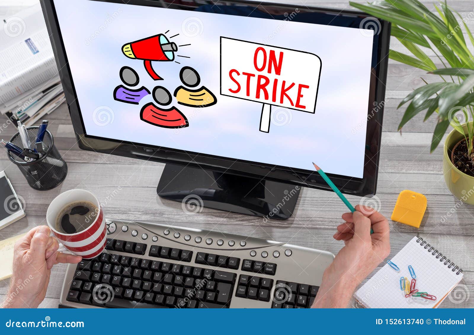 On Strike Concept on a Computer Stock Photo - Image of company ...
