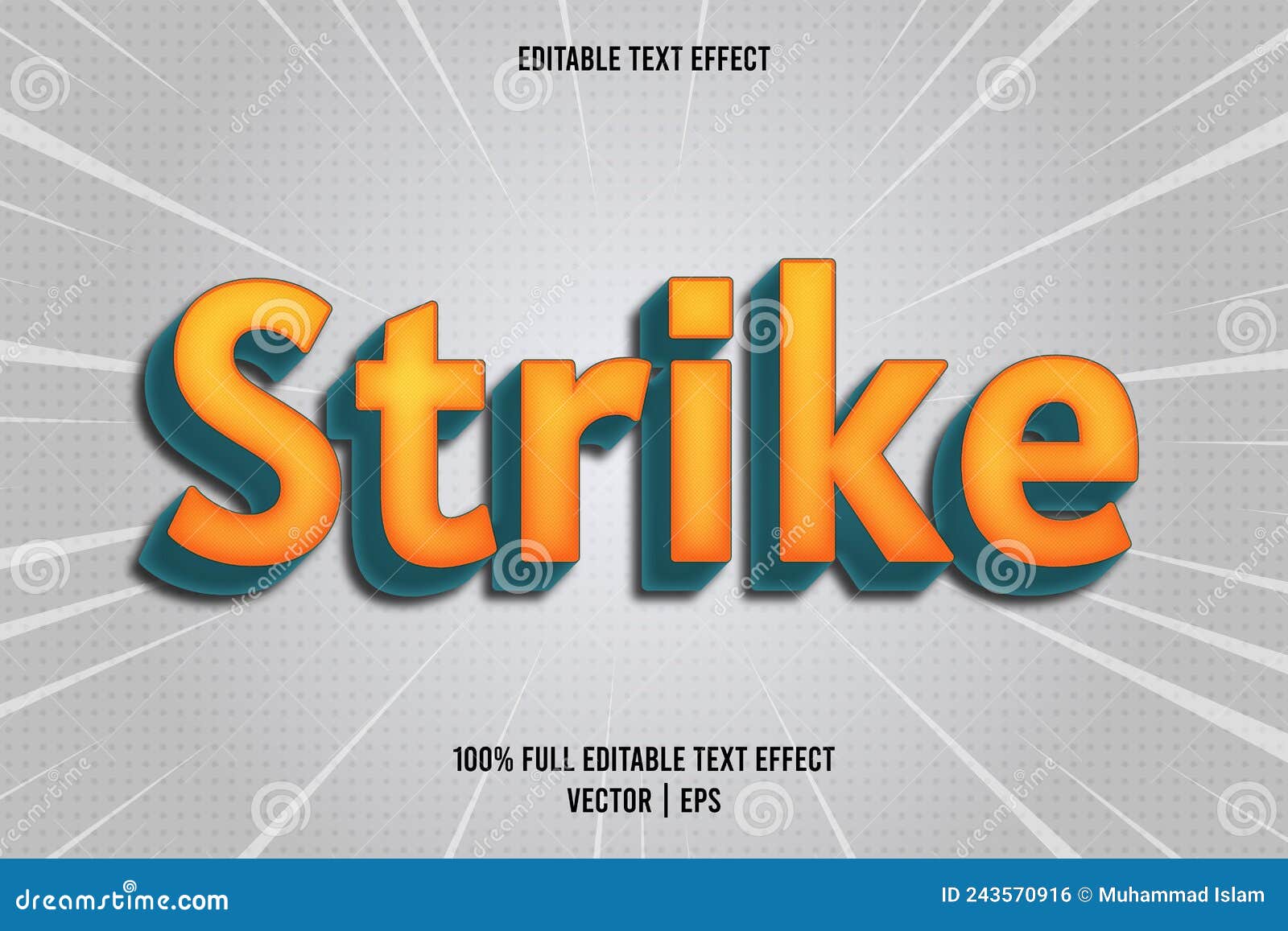 Strike Editable Text Effect Cartoon Style Stock Vector - Illustration ...