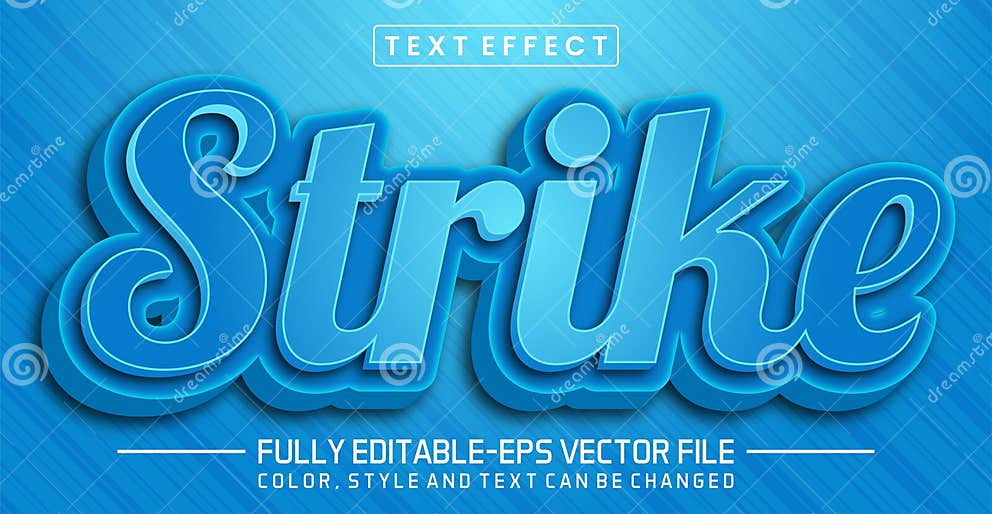 Strike Text Editable Style Effect. 3d Text Concept Stock Vector ...