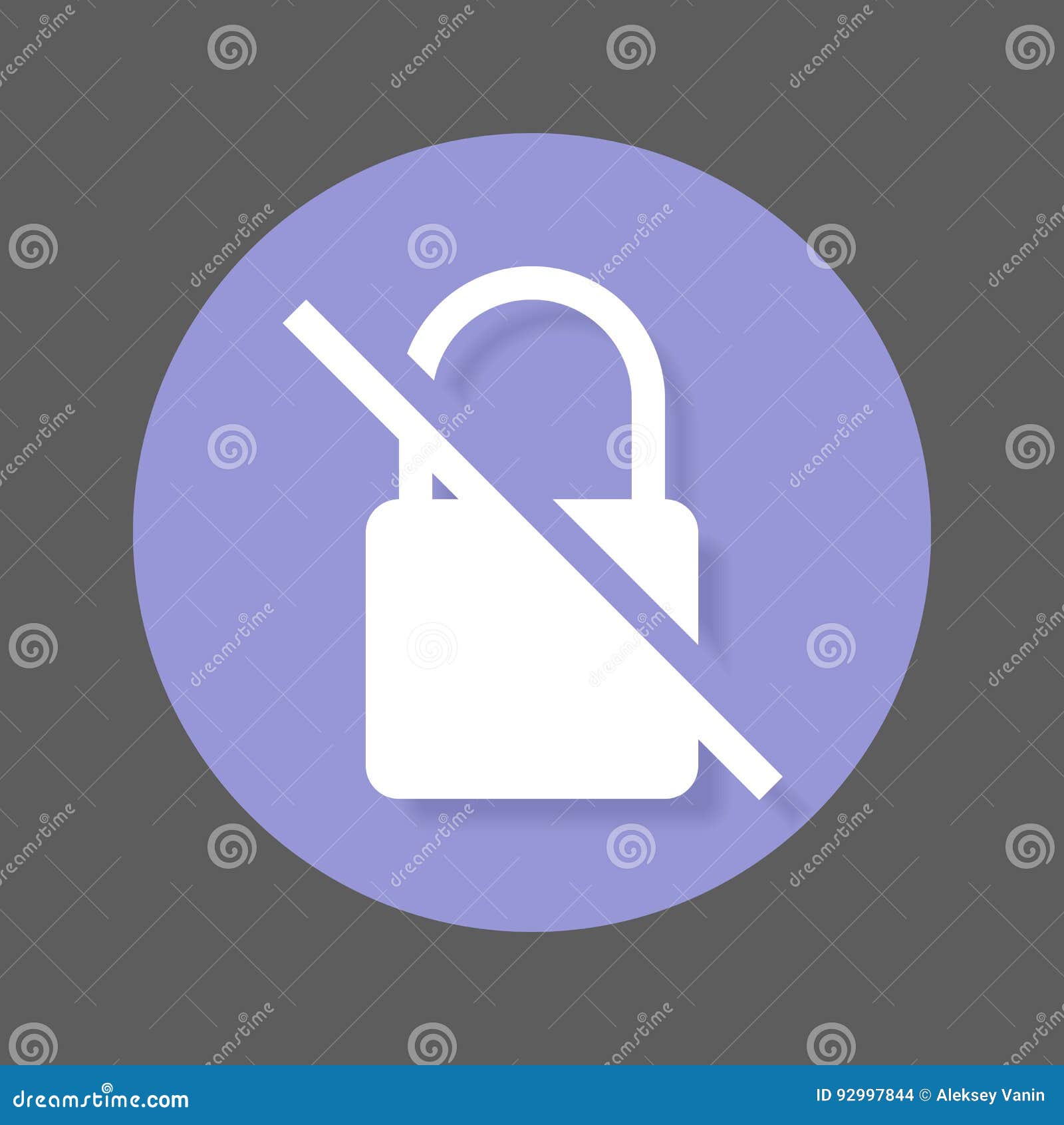 Strikethrough Lock Flat Icon. Round Colorful Button, No Encryption ...