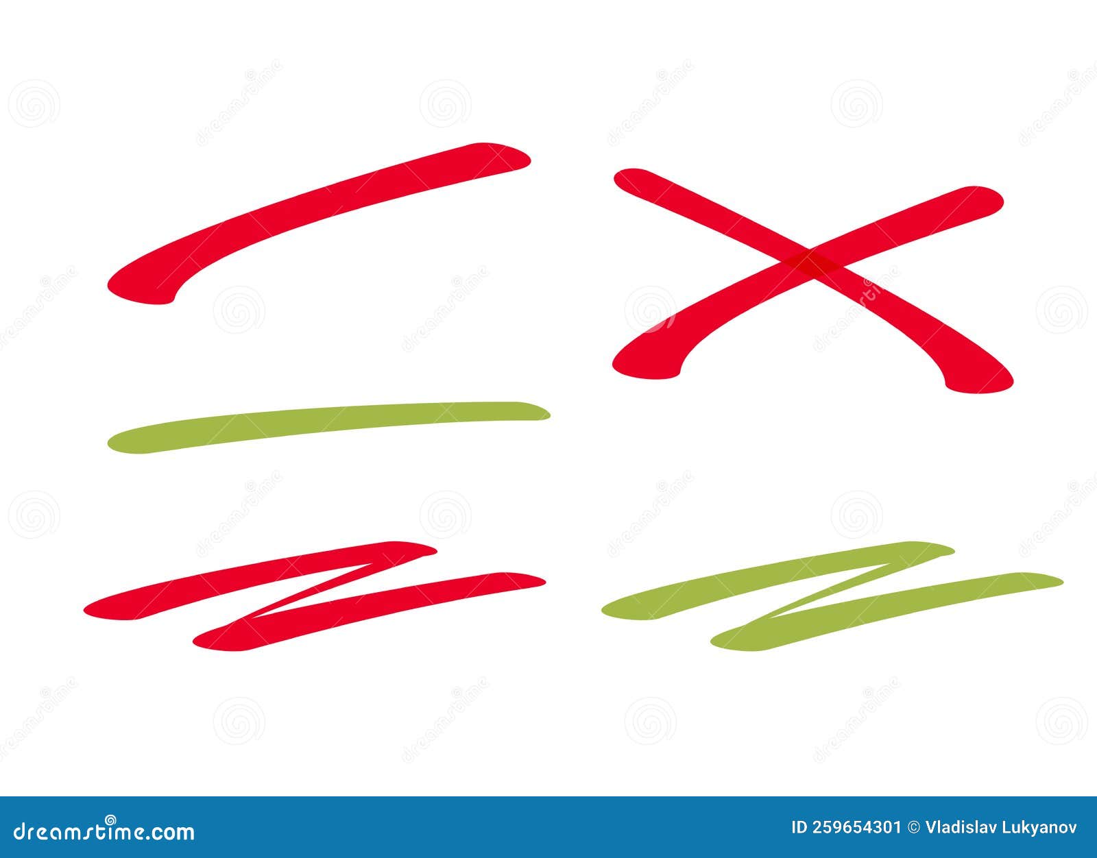 Strikethrough Strike Marker Line Set Vector or Underlined Emphasized ...
