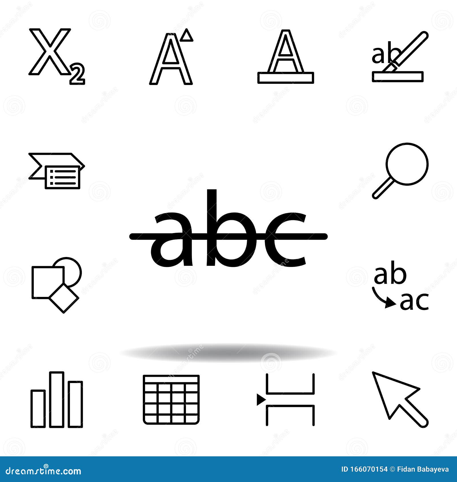 Strikethrough Icon Of 3 Types. Isolated Vector Sign Symbol ...