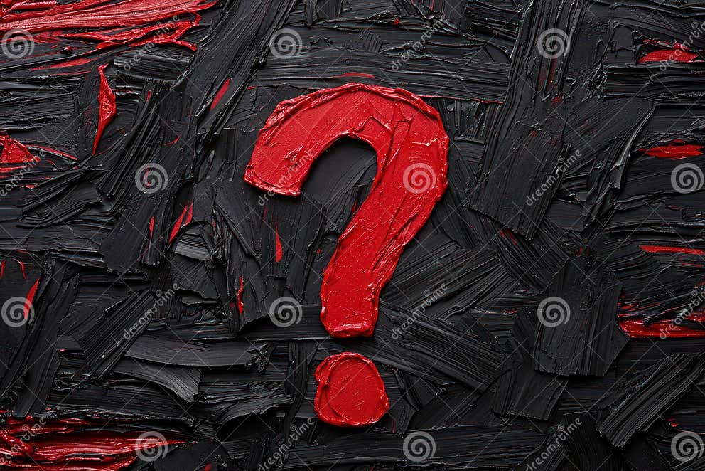 A Striking Abstract Artwork Featuring a Red Question Mark on a Textured ...