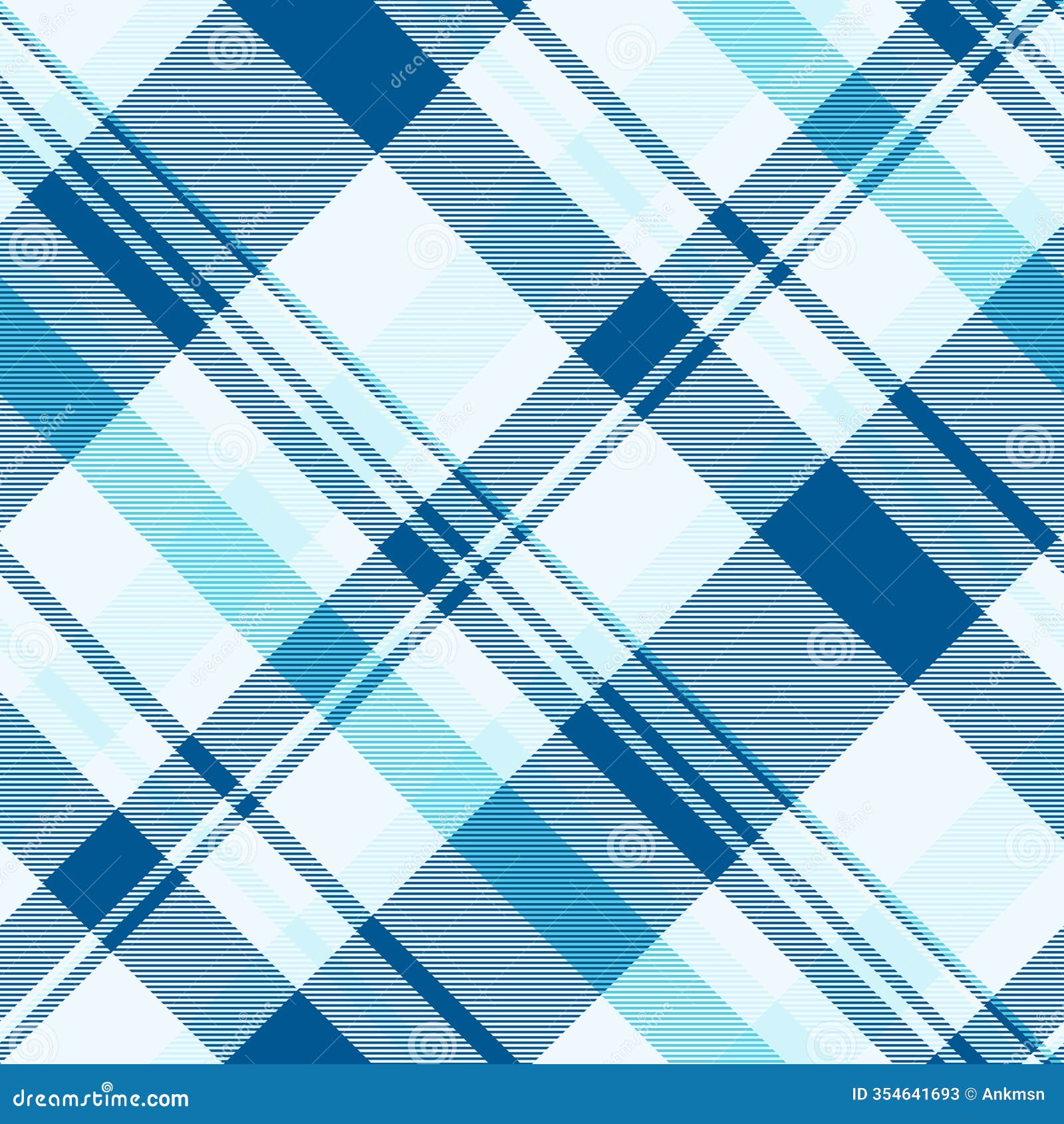 Striking Abstract Diagonal Plaid Pattern in Cool Blues and Whites ...