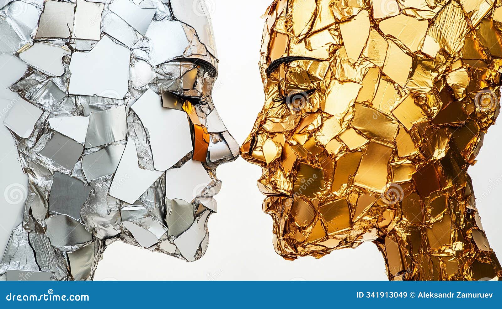 A Striking Abstract Sculpture of Two Faces, Crafted from Recycled ...