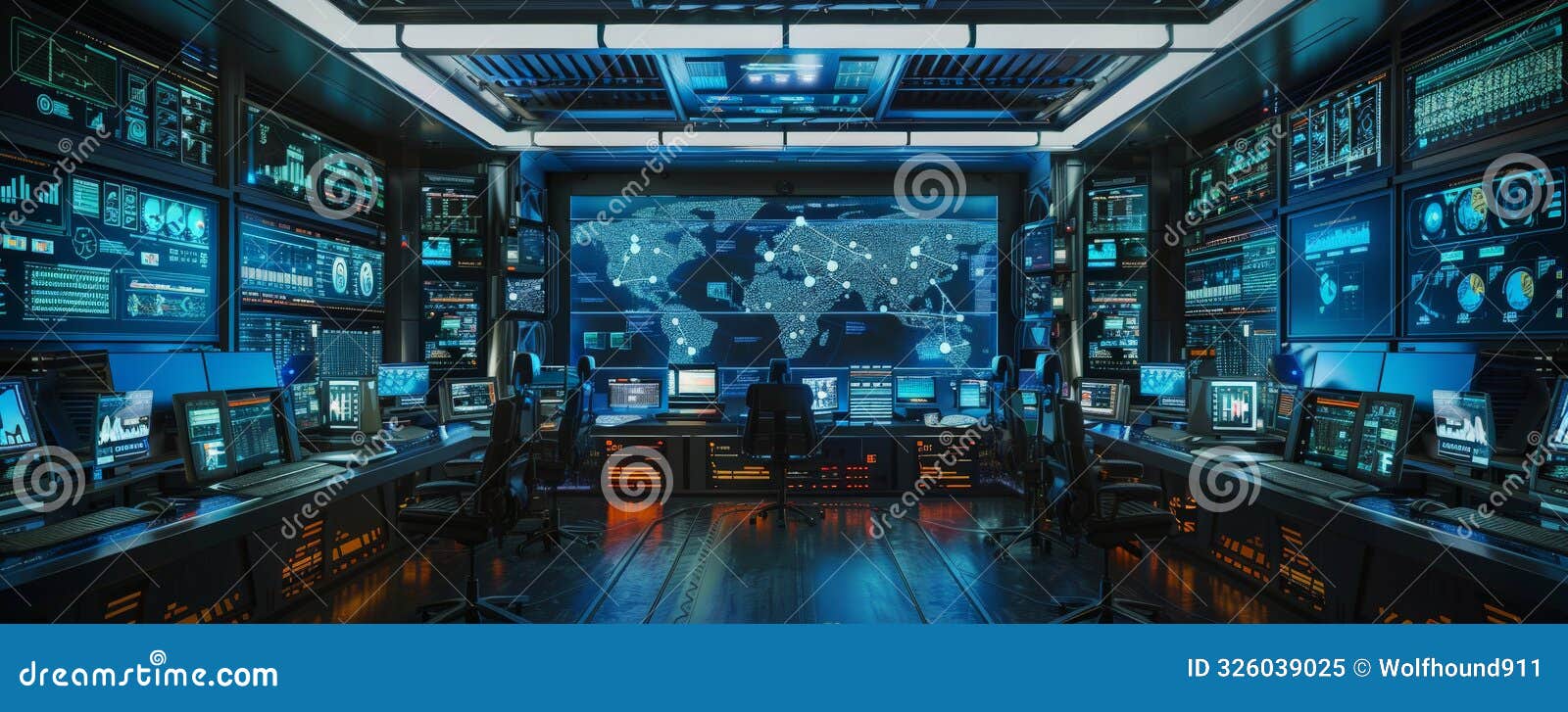 A Striking Banner with a View of a Command Center Filled with Advanced ...