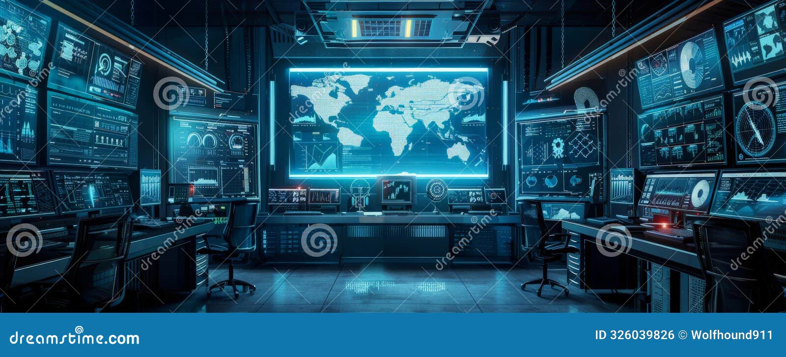 A Striking Banner with a View of a Command Center Filled with Advanced ...