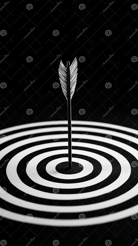 Arrow Hitting the Target in Monochrome Design Stock Illustration ...