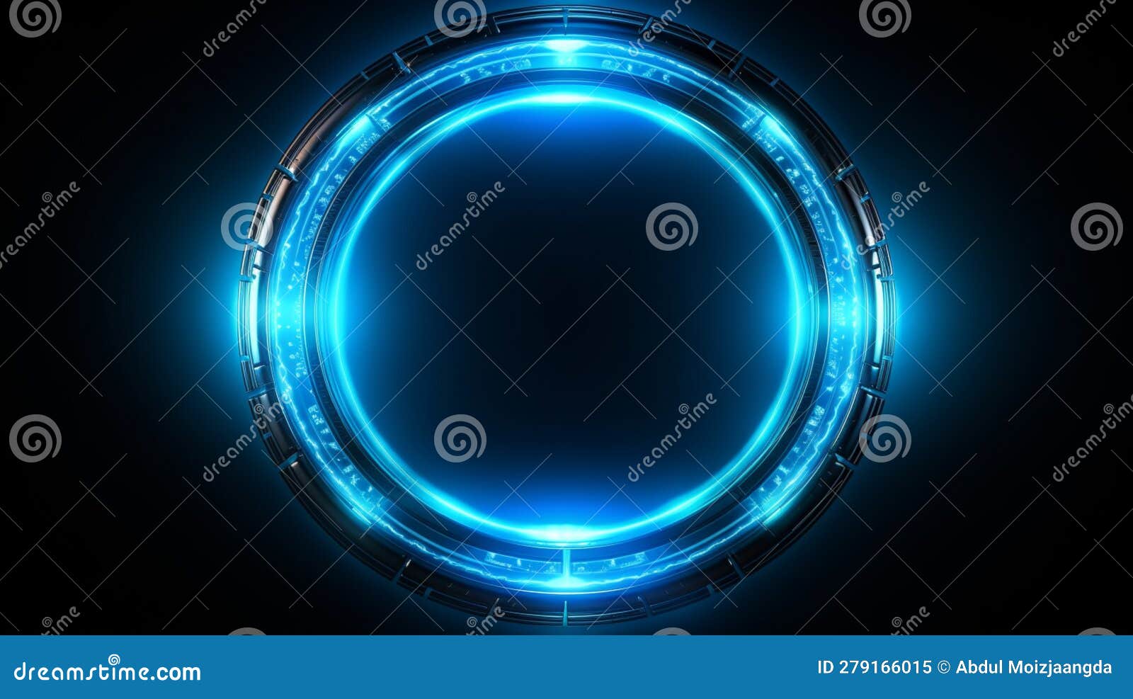 Striking Blue Circle Light Frame on Dark Background Stock Illustration ...