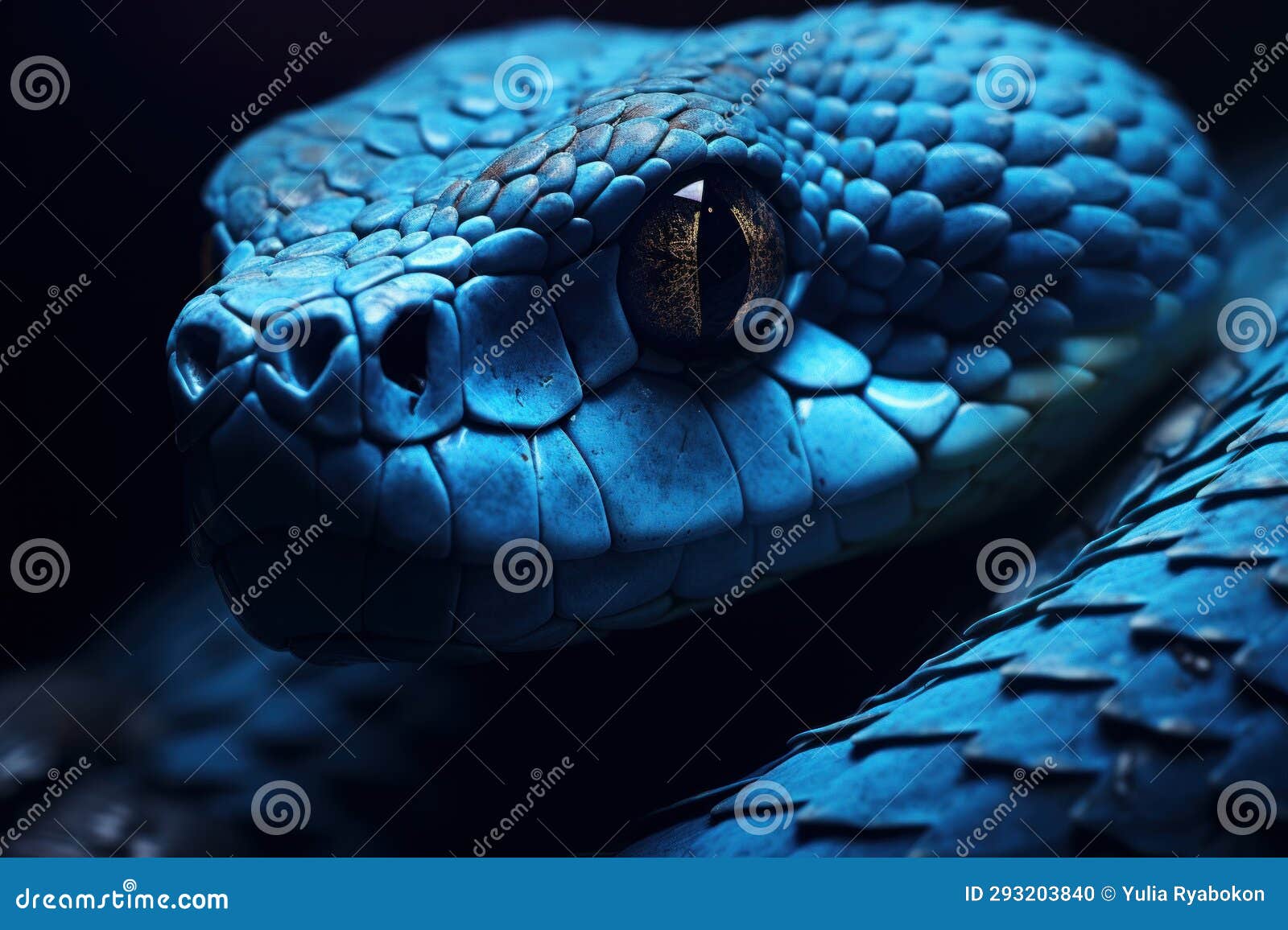 Striking Blue Viper Snake Face. Generate Ai Stock Photo - Image of ...