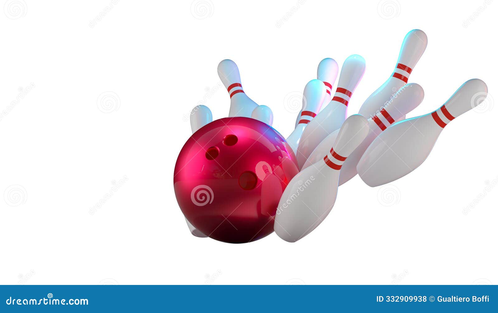 Striking Bowling Ball Knocking Down Pins on Transparent Background ...