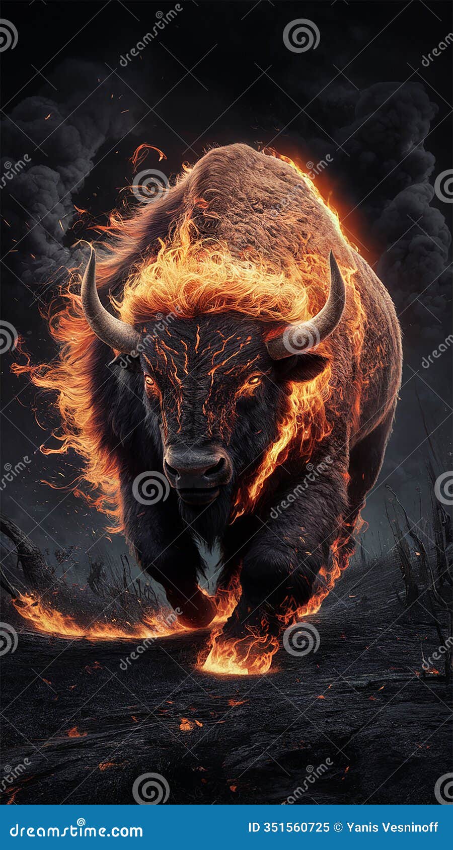 Mythical Hybrid Creature, Merging the Form of a Bison with the Essence ...
