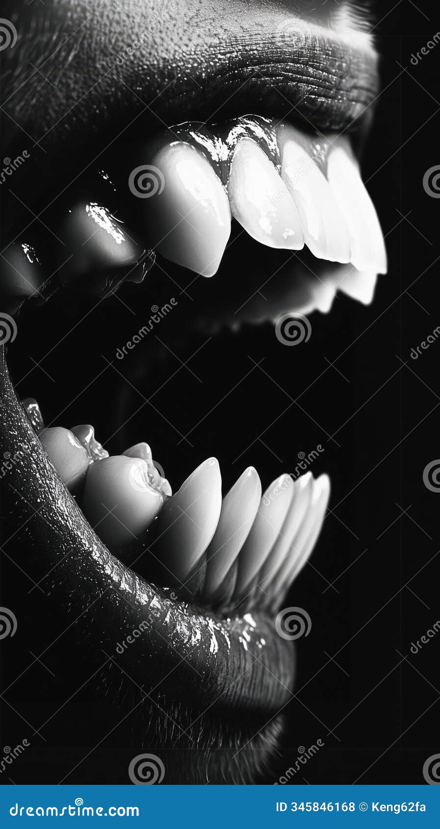 Sharp Teeth Of A Cute Fish Symbolize Underwater Danger Vector ...